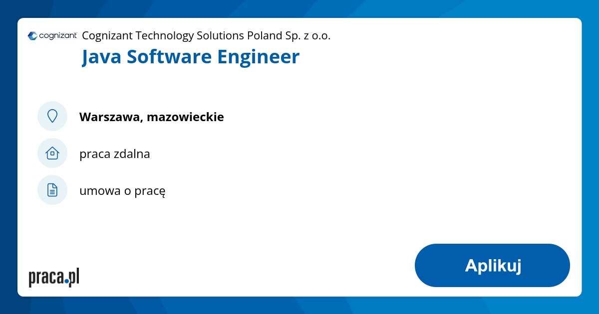 Archiwalna oferta nr 10377324, Java Software Engineer, Warszawa ...
