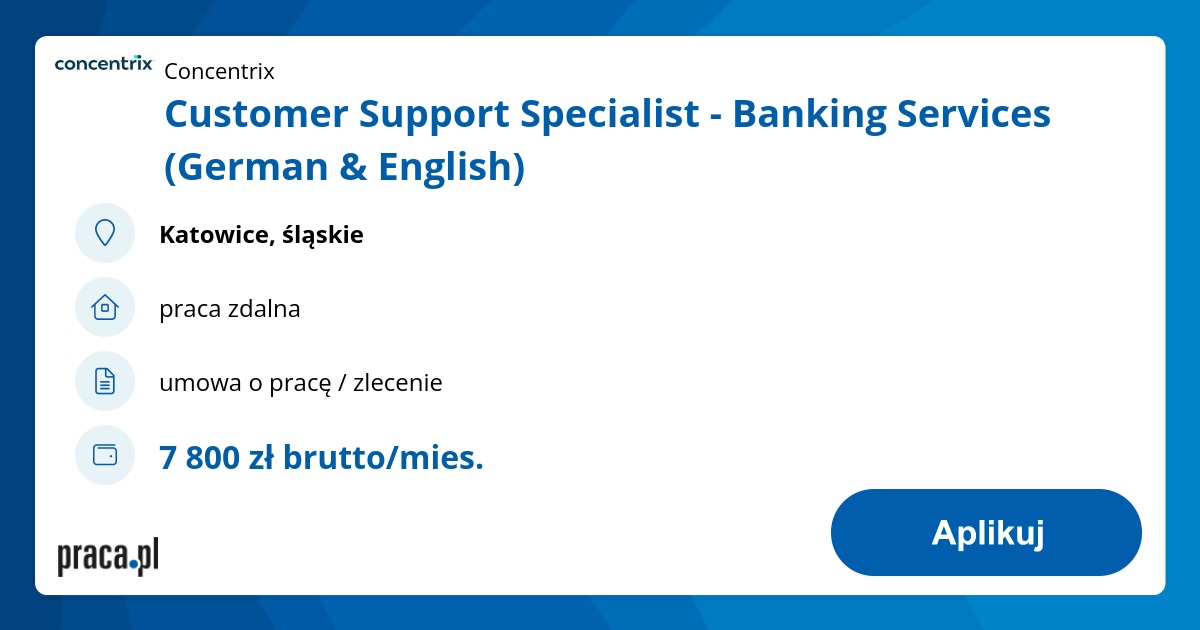 Archiwalna oferta nr 10401183, Customer Support Specialist - Banking ...