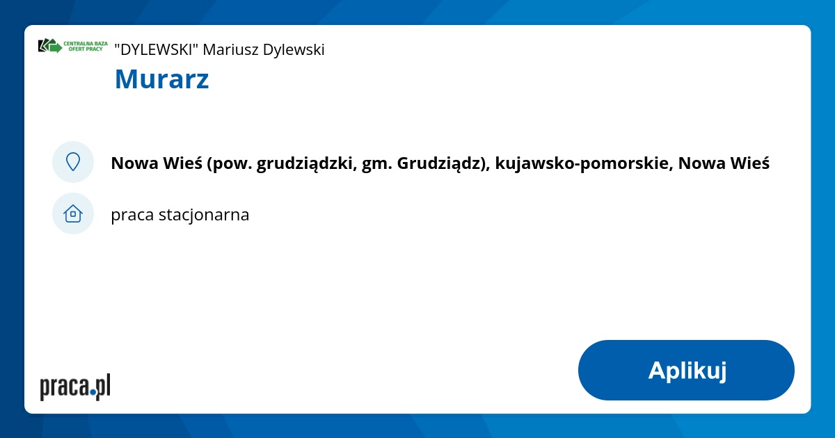 Praca Murarz, Nowa Wieś, "DYLEWSKI" Mariusz Dylewski - oferty pracy
