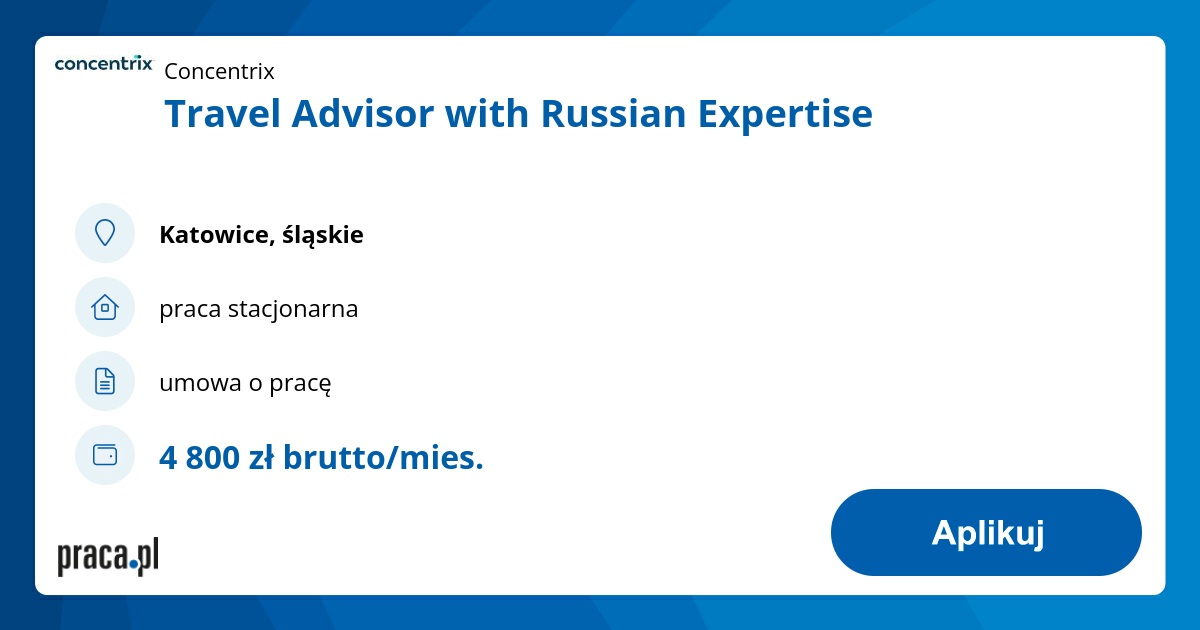 Archiwalna oferta nr 10585691, Travel Advisor with Russian Expertise ...