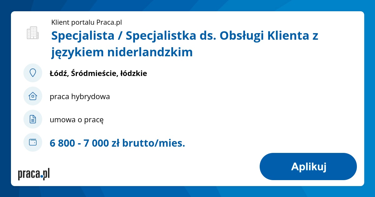 Praca Specjalista / Specjalistka ds. Obsługi Klienta z językiem ...