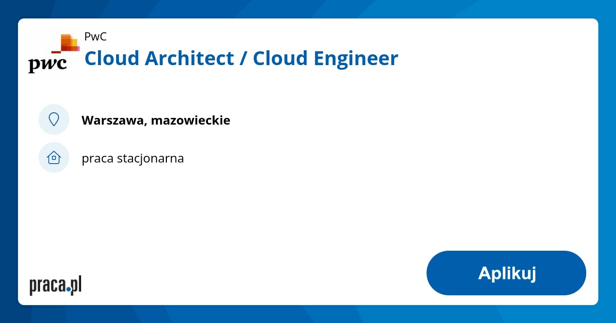 Archiwalna oferta nr 7820085, Cloud Architect / Cloud Engineer ...