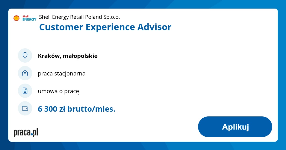 Archiwalna oferta nr 7850034, Customer Experience Advisor, Kraków ...
