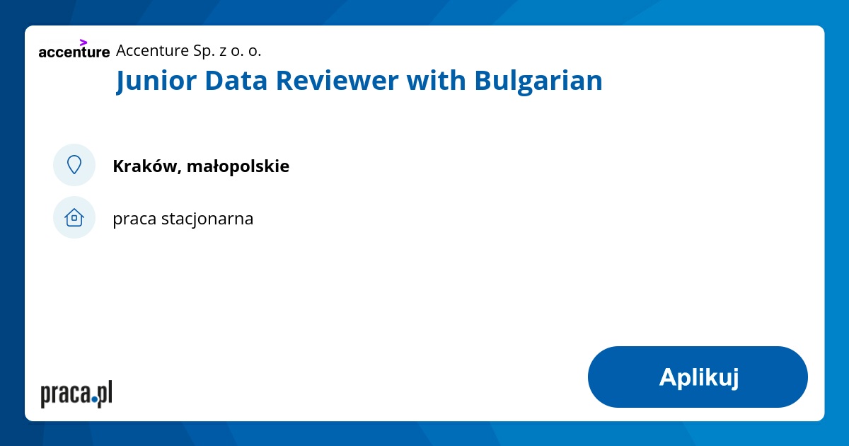 Archiwalna oferta nr 7879815, Junior Data Reviewer with Bulgarian ...