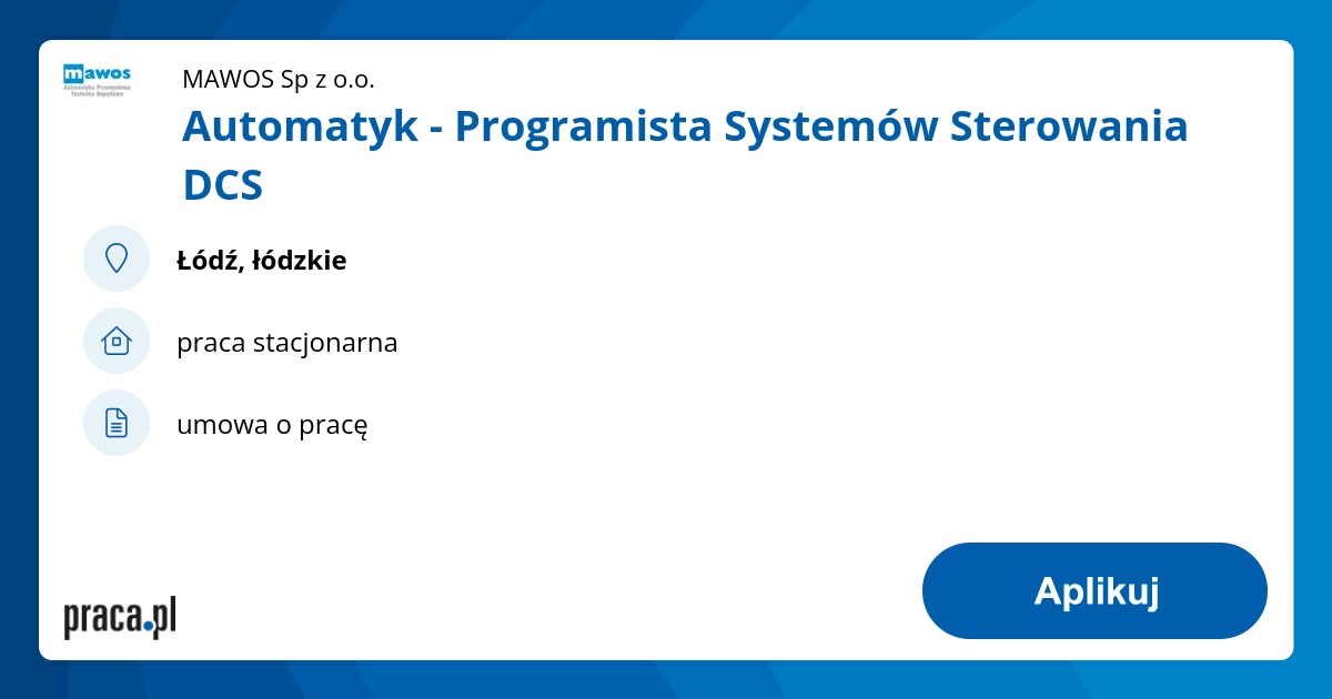 Archiwalna oferta nr 7883058, Automatyk - Programista Systemów ...