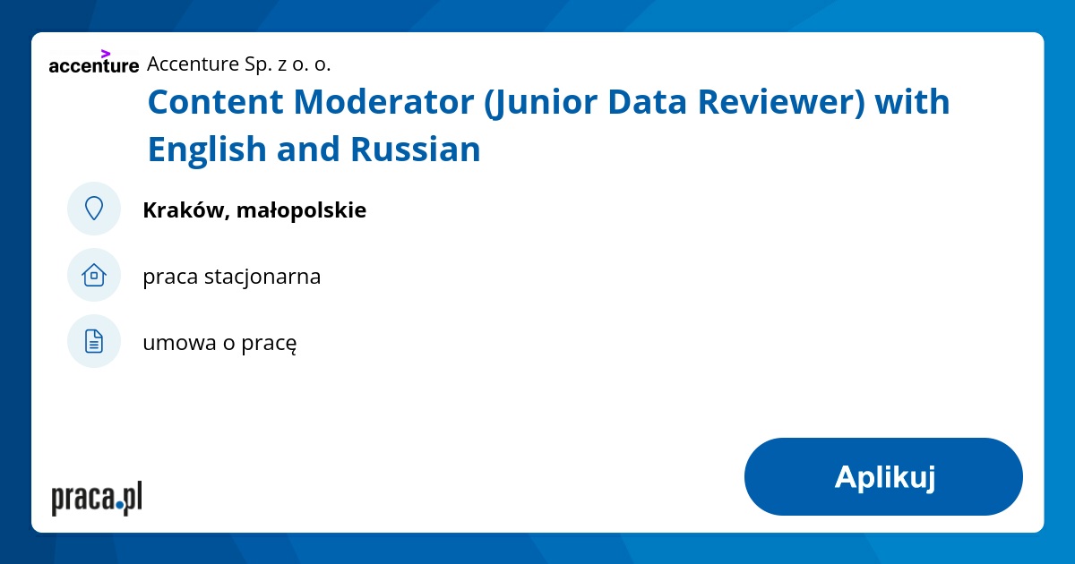 Archiwalna oferta nr 8609082, Content Moderator (Junior Data Reviewer ...