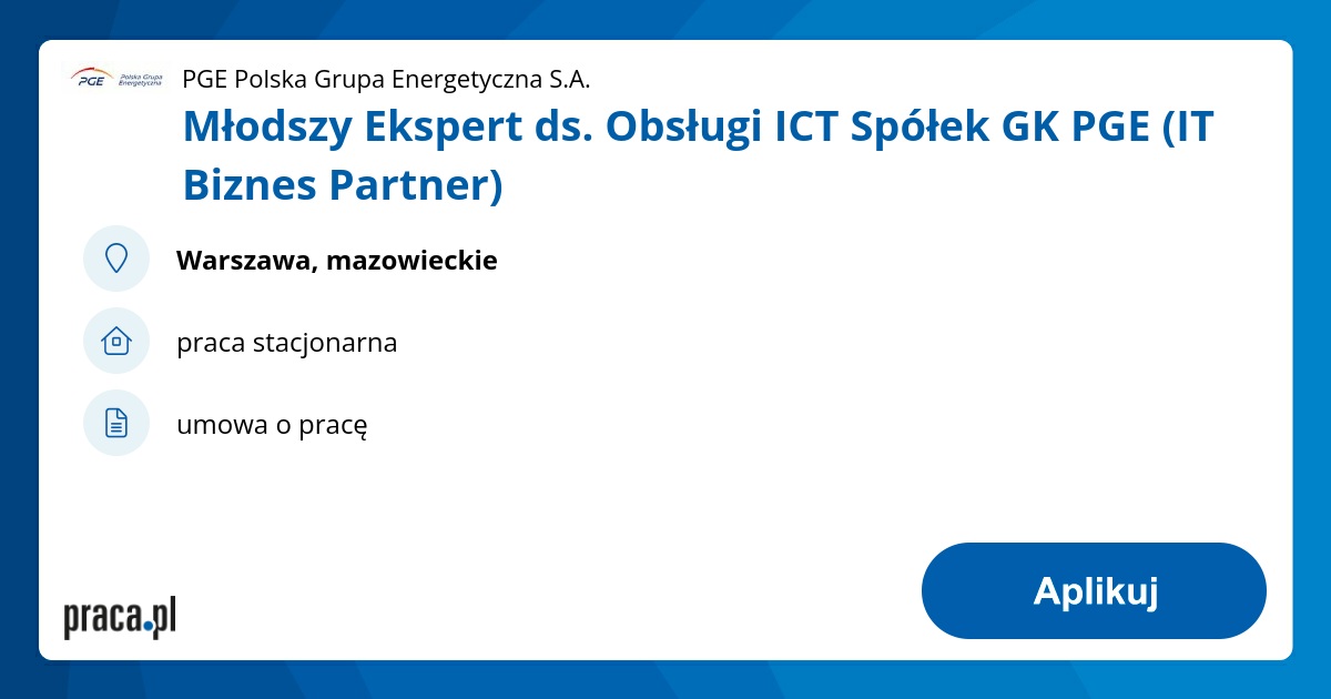 Archiwalna oferta nr 8610018, Młodszy Ekspert ds. Obsługi ICT Spółek GK ...