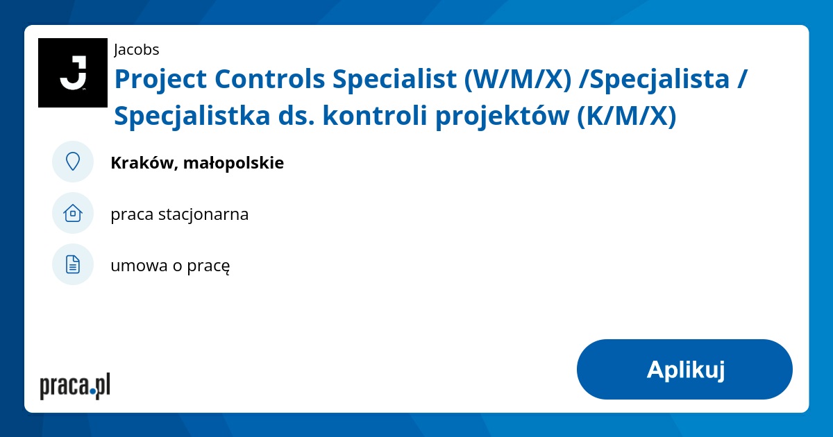 Archiwalna oferta nr 8697253, Project Controls Specialist (W/M/X ...