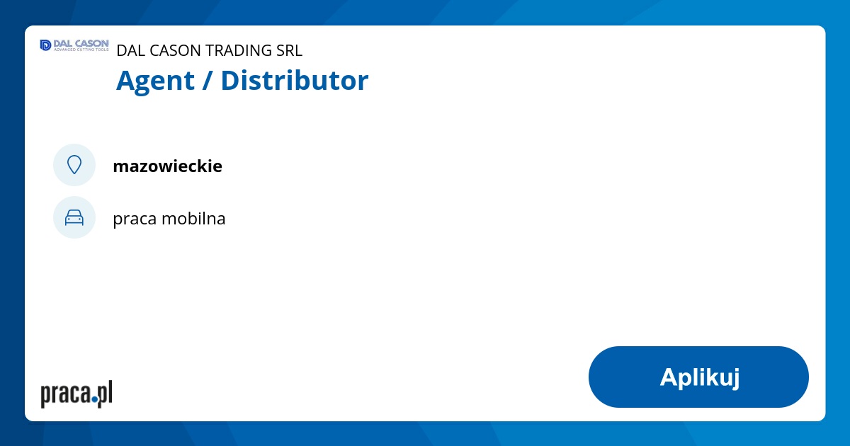 Archiwalna oferta nr 8730088, Agent / Distributor, mazowieckie, DAL ...