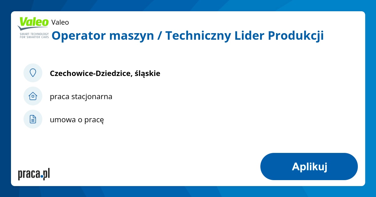 Archiwalna oferta nr 8734774, Operator maszyn / Techniczny Lider ...