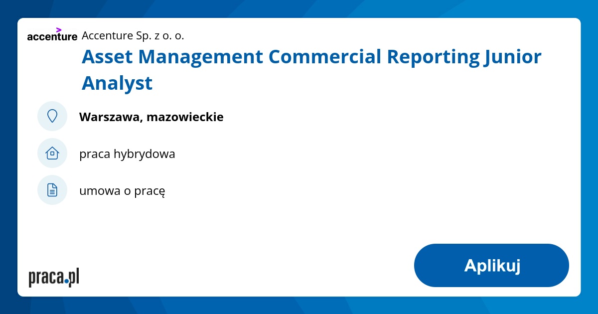 Archiwalna oferta nr 8810401, Asset Management Commercial Reporting ...