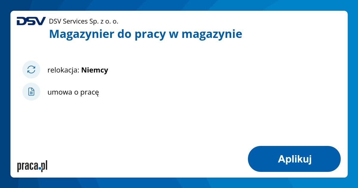 Archiwalna oferta nr 8974786, Magazynier do pracy w magazynie, Niemcy ...