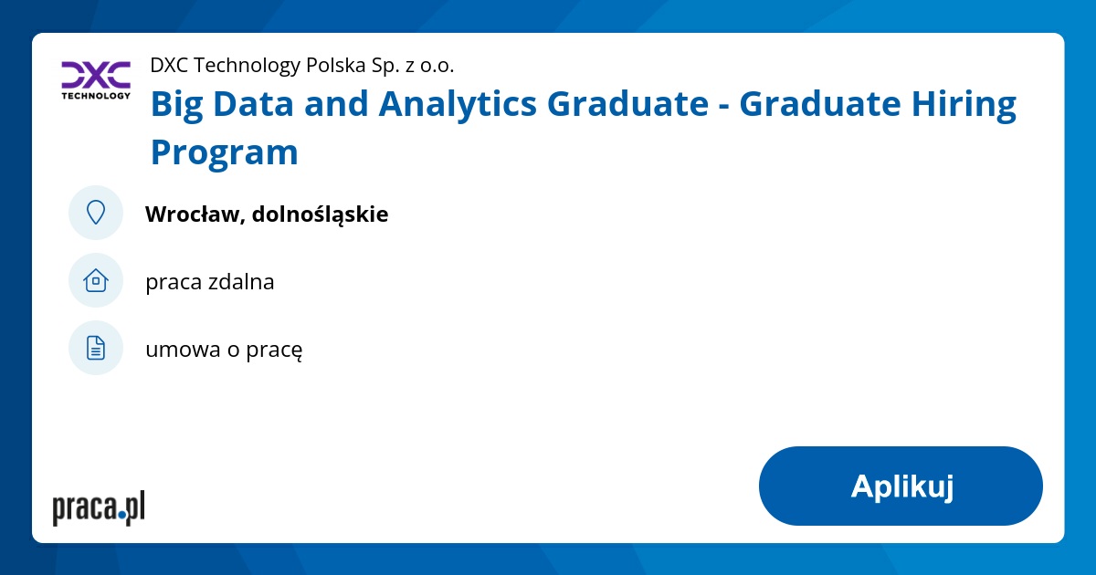 Archiwalna oferta nr 9014323, Big Data and Analytics Graduate ...