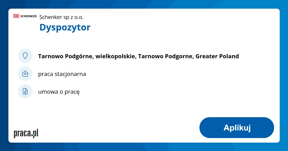 Archiwalna oferta nr 9038773, Dyspozytor, Tarnowo Podgórne, Schenker sp ...