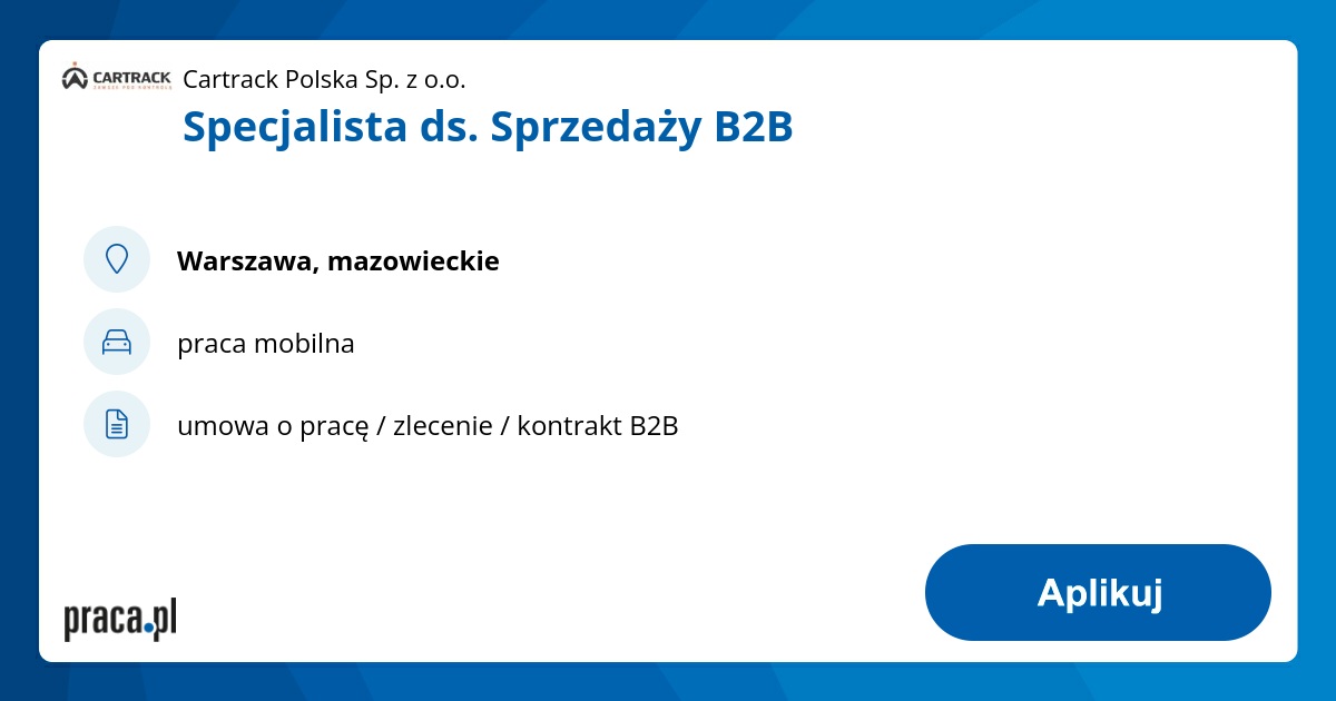 Archiwalna oferta nr 9068806, Specjalista ds. Sprzedaży B2B, Warszawa ...