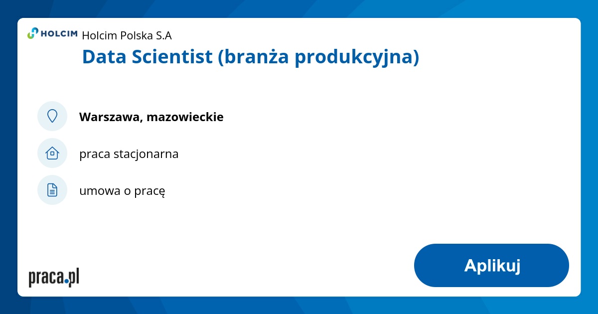 Archiwalna oferta nr 9488038, Data Scientist (branża produkcyjna ...