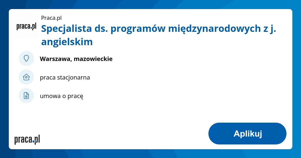 Archiwalna oferta nr 9721414, Specjalista ds. programów ...
