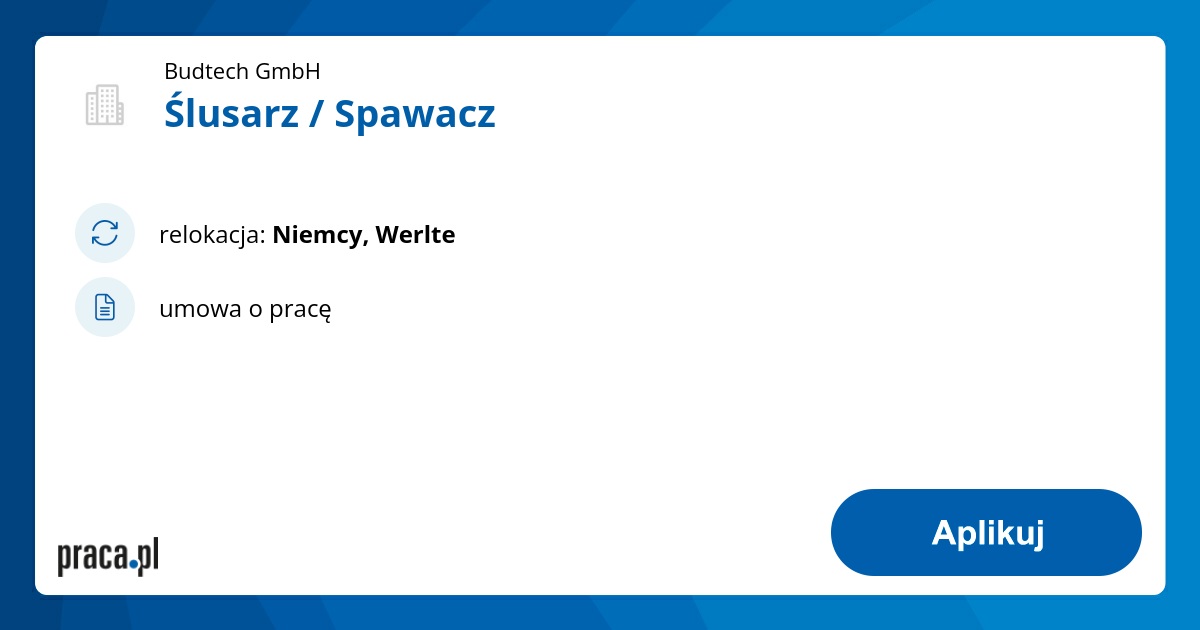 Archiwalna oferta nr 9835468, Ślusarz / Spawacz, Niemcy, Budtech GmbH ...