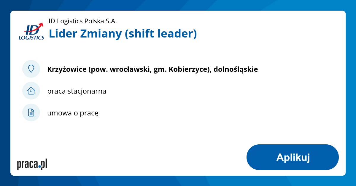 Archiwalna oferta nr 9915298, Lider Zmiany (shift leader), Krzyżowice ...